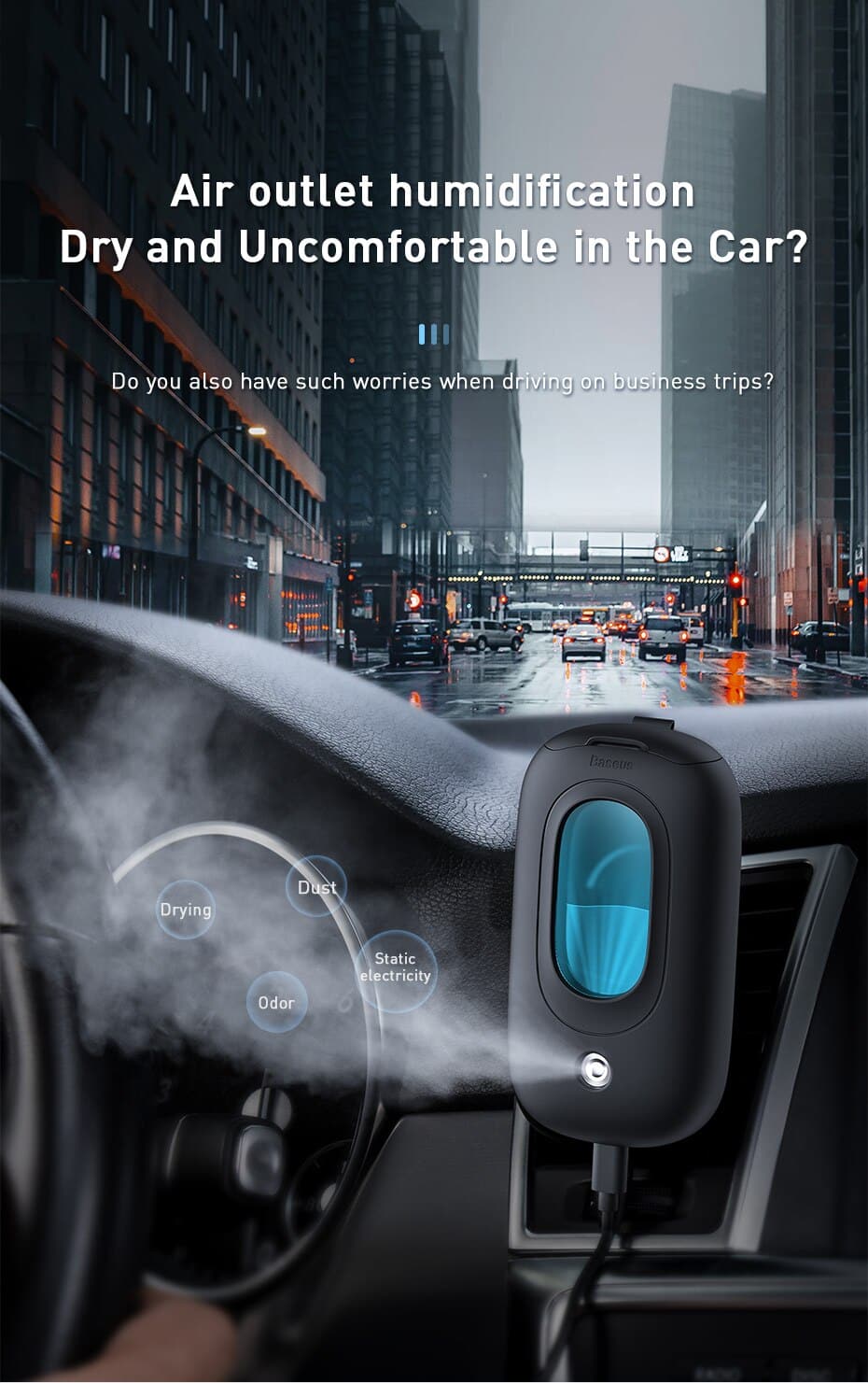 360-Degree Magnetic Mini USB Car Humidifier